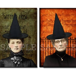 Digital Collage Sheet, Vintage Halloween Witch Images, sheet No. H44 ...