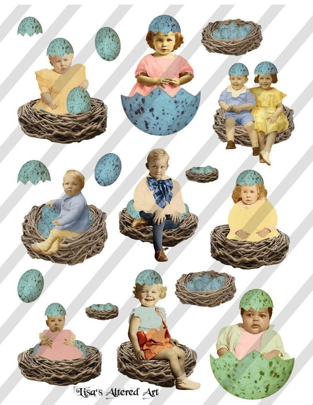 Digital Collage Sheet Nest Eggs sheet No. FS27 Instant - Etsy