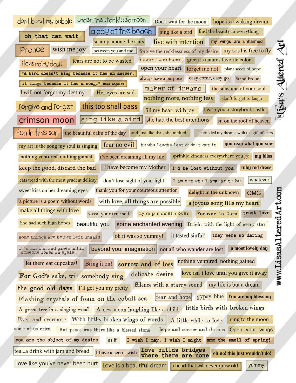 Digital Phrase Collage Sheet 8 sheet No. FS118 Instant - Etsy