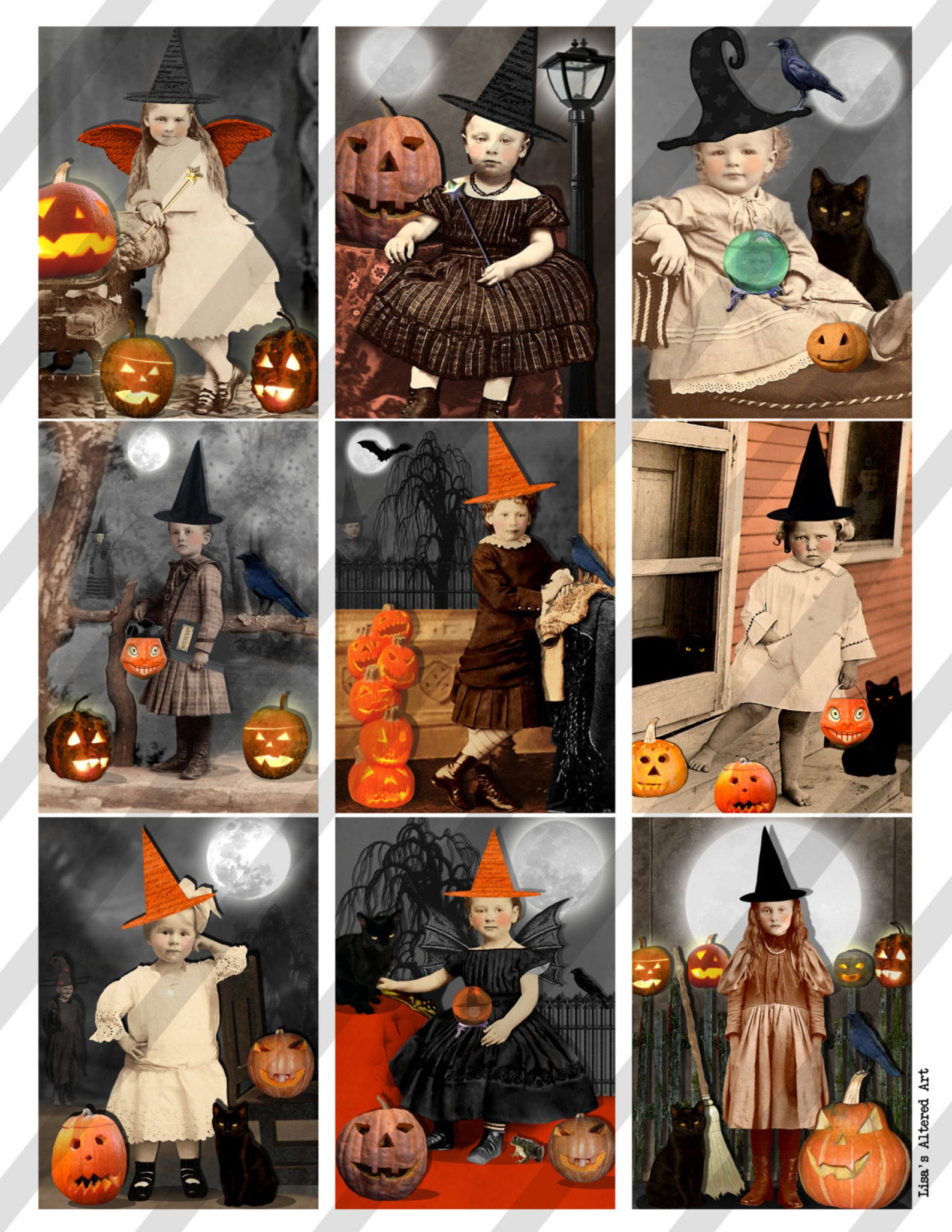 Digital Collage Sheet Halloween Witches ATC ACEO Sized 2.5 - Etsy