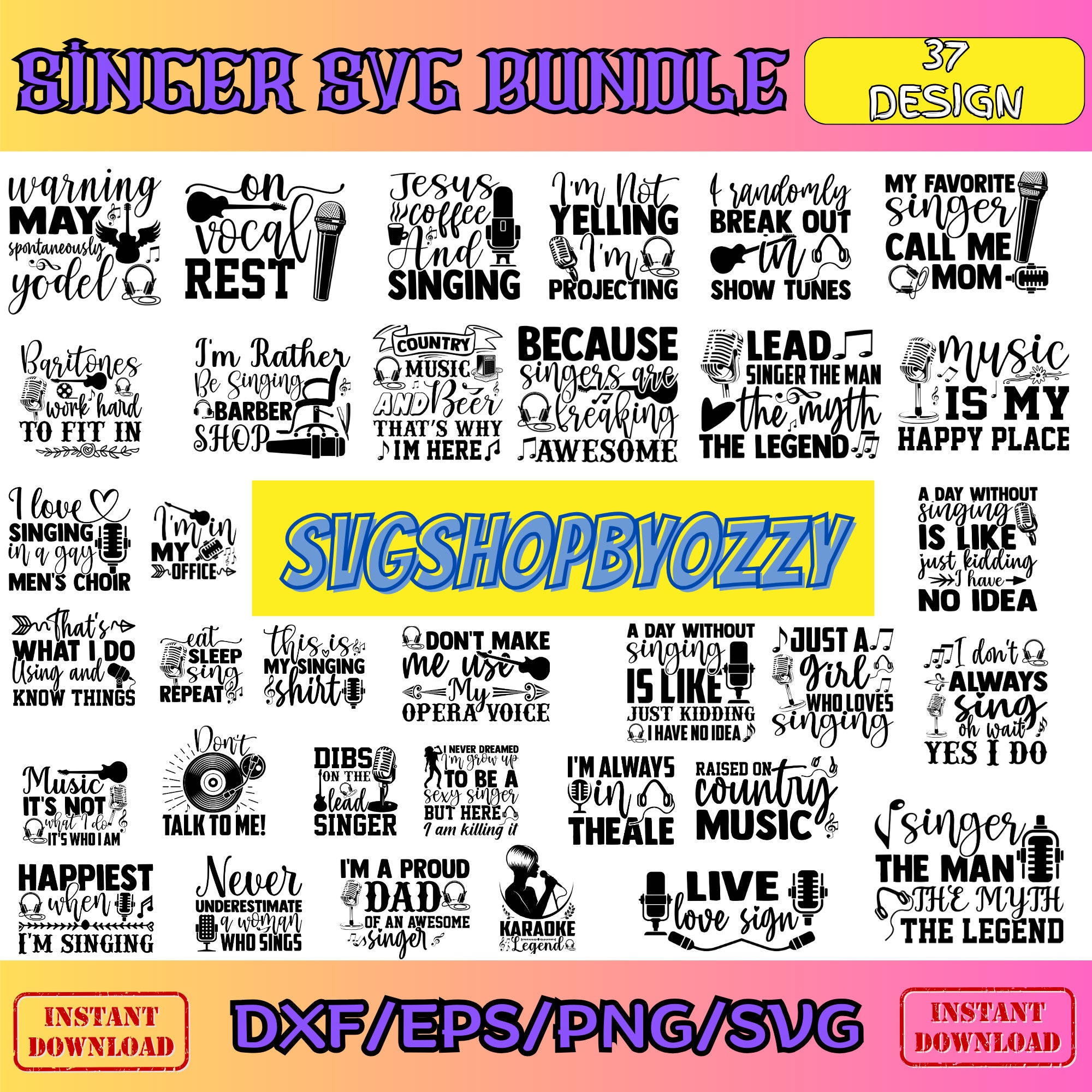 Singer Svg Bundle,singer Cut File,music SVG, Singing PNG, Singing Svg ...