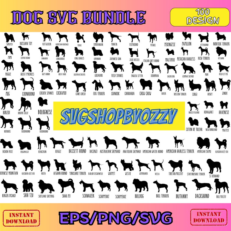 Dog SVG Bundle, Dog Png Bundle, Dog Mom Svg, Dog Breeds SVG, Dog ...