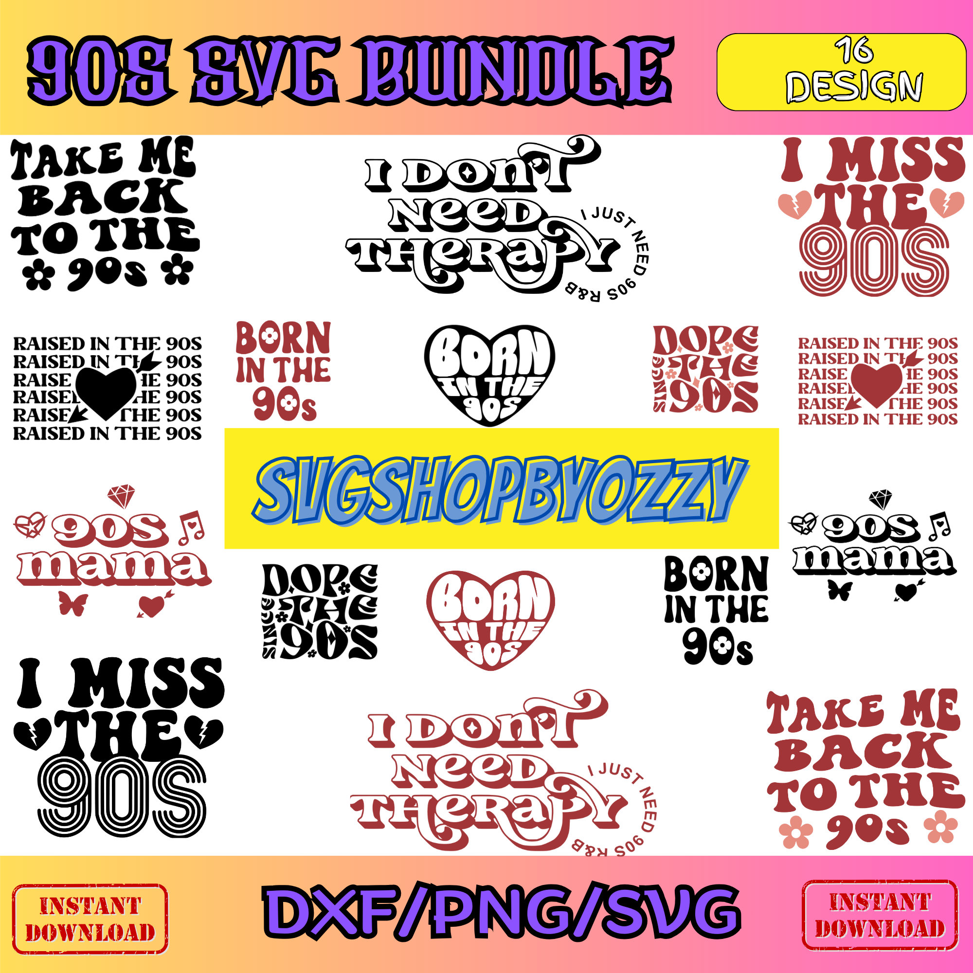 90s Svg Bundle, 90's Party Svg, 90s Vibe, 90s T Shirt Designs Svg ...