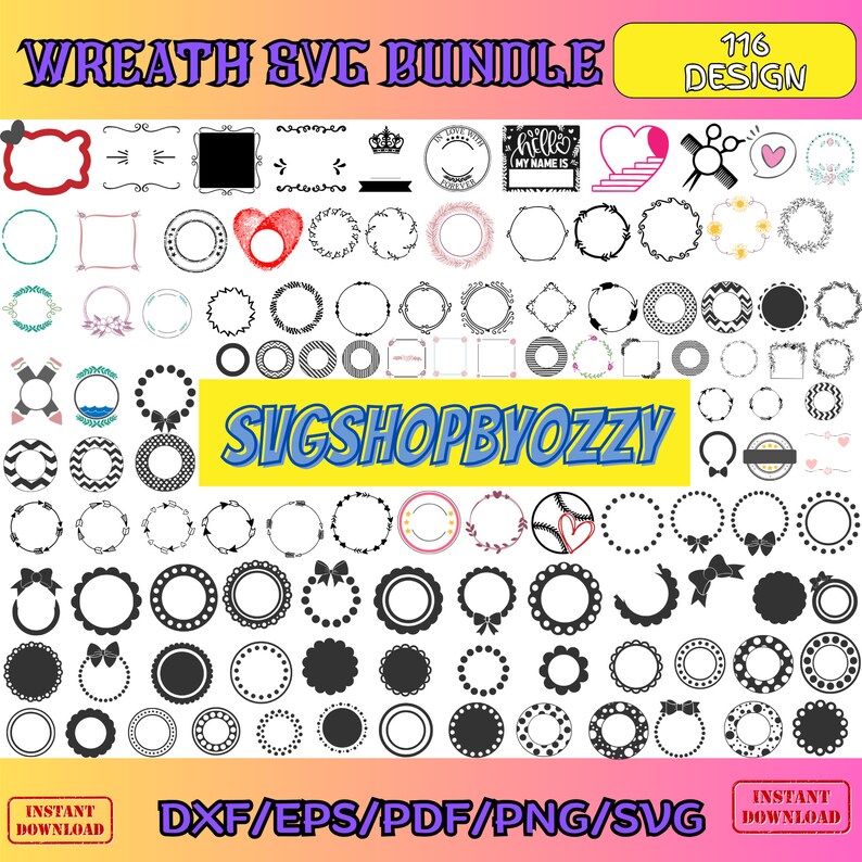 Circle Frame Svg File, Cake Topper Svg, Wreath Frame Svg, Svg Files for ...
