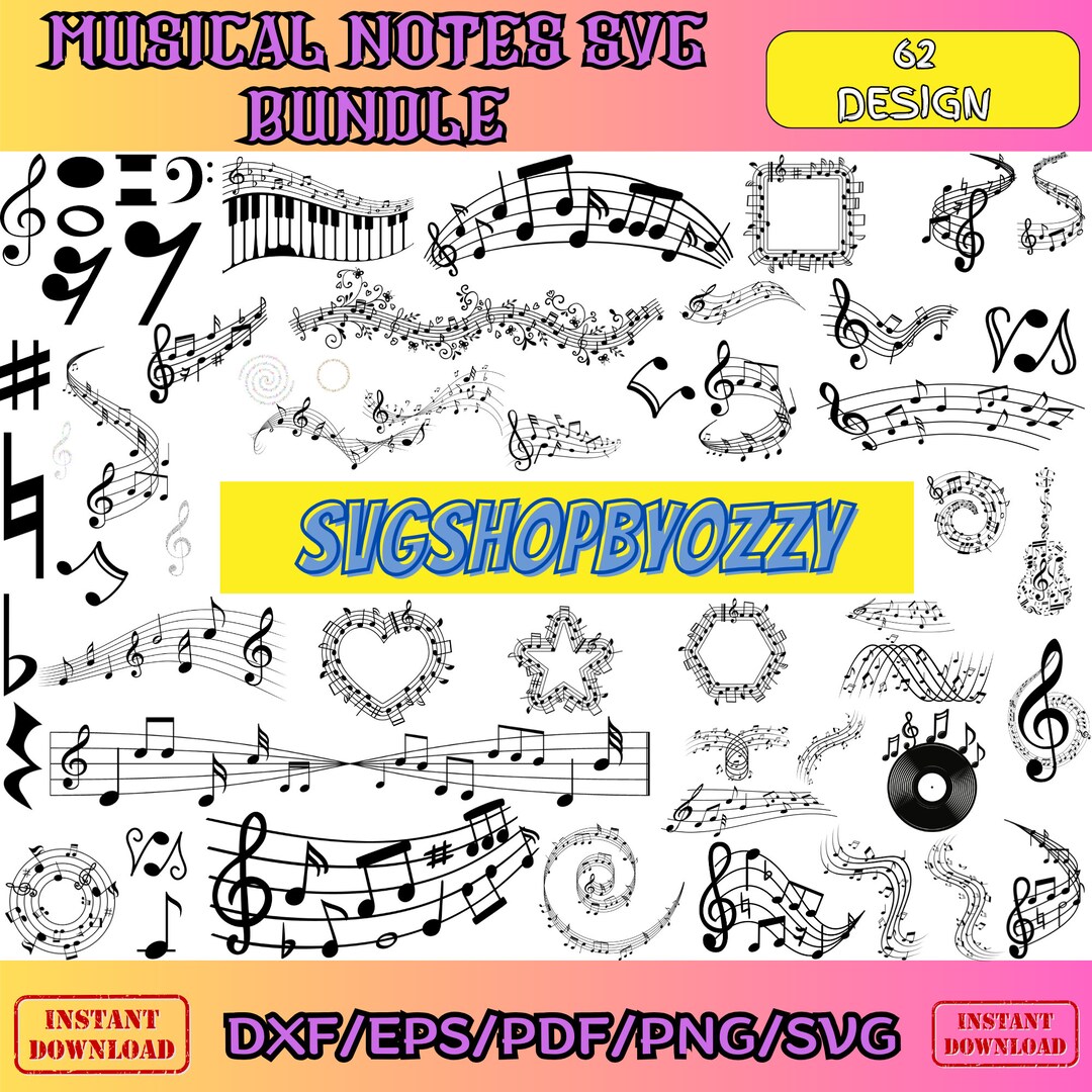 Music Notes SVG Musical Notes Clipart Music Lover Svg Files for Cricut ...