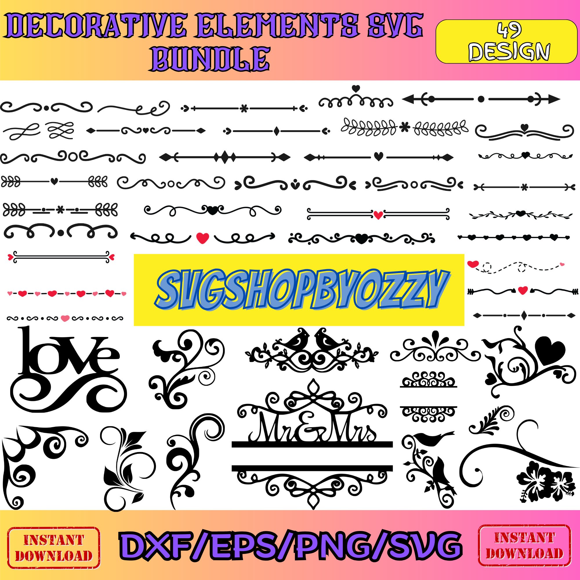 Decorative Elements Svg, Ornaments SVG, Design Elements Svg, Flourishes ...