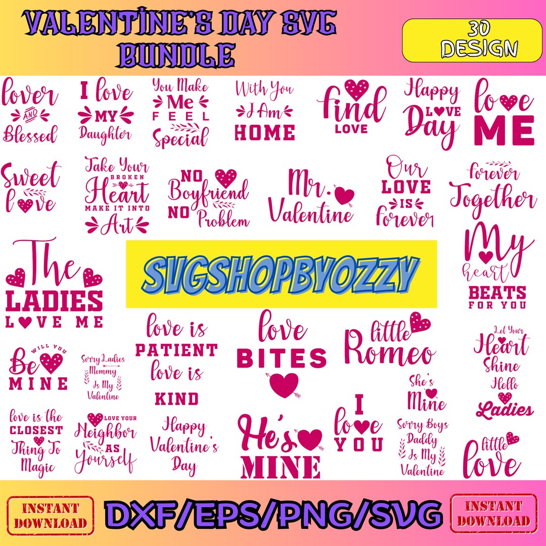 Valentine's Day SVG MEGA Bundle, Valentine's Day SVG, Heart Svg, Love ...
