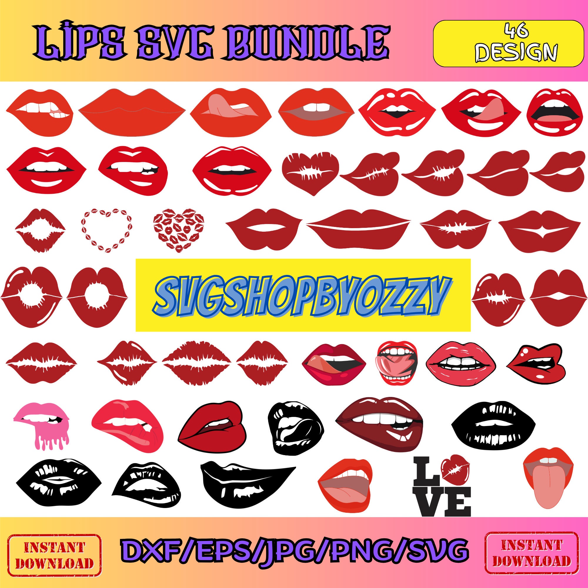 Lips SVG Bundle, Lips Png Files for Cricut, Lipstick Svg Files, Kiss ...