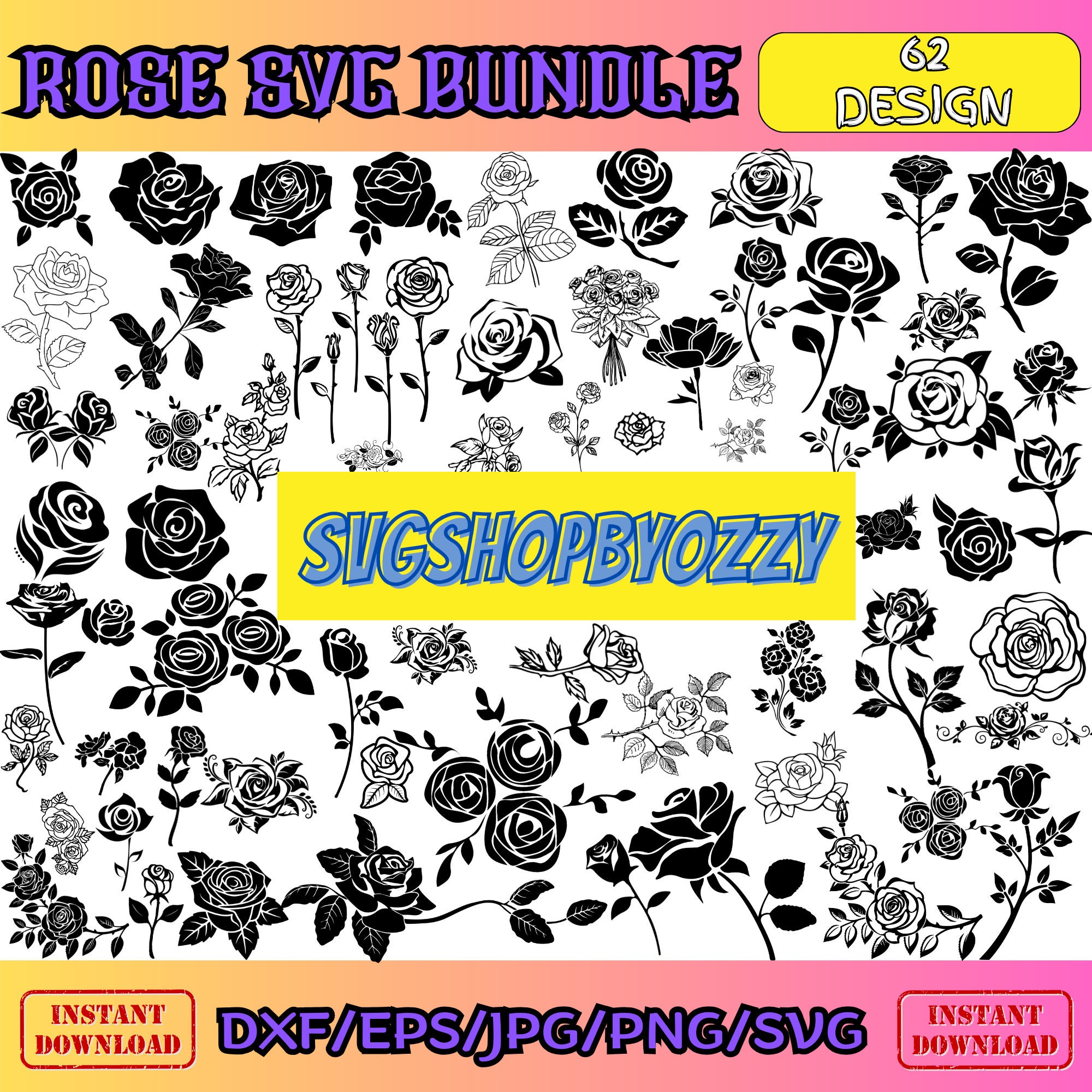 Rose Svg,flower SVG, Rose Cricut, Roses Svg, SVG Cut Files, Rose Bundle ...