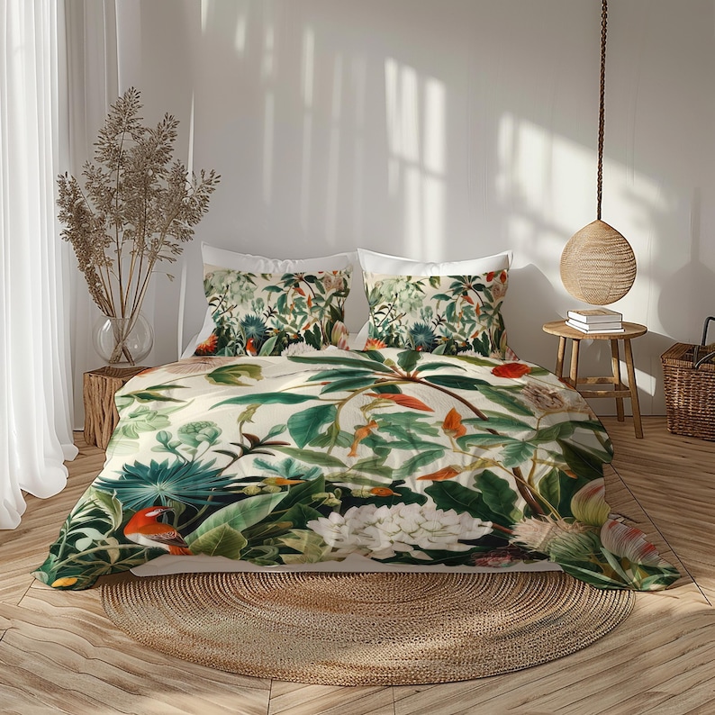 Exotic Colorful Bohemian Tropical Jungle Art Duvet Cover, Twin Queen ...