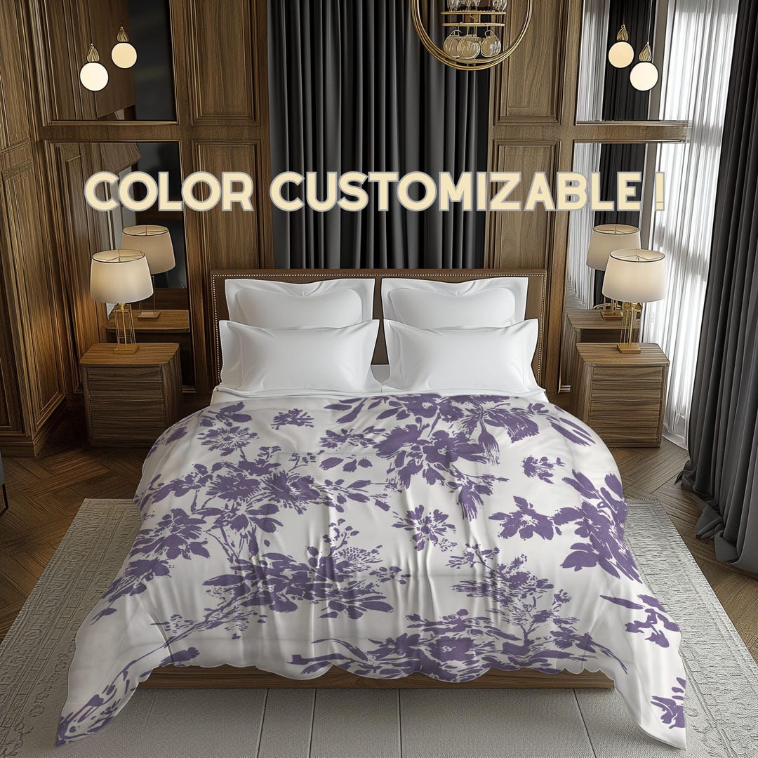 Purple Cottagecore Floral Comforter: Lavender Shabby Chic Bedding ...
