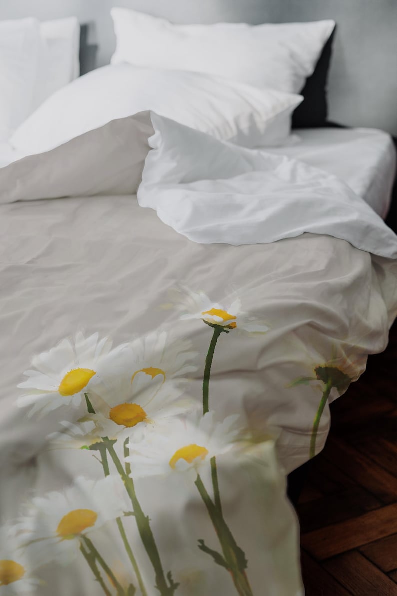 Daisy Duvet Cover, Beige Floral Duvet Cover, Aesthetic Bedding ...
