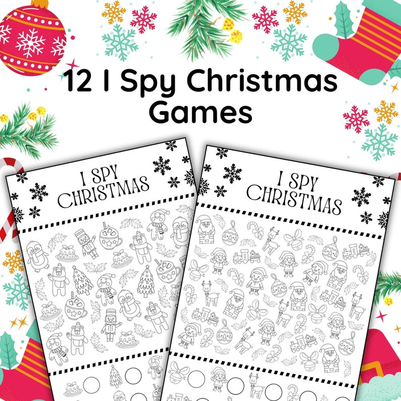 Printable I Spy Christmas Activity PDF for Kids Fun Counting and ...
