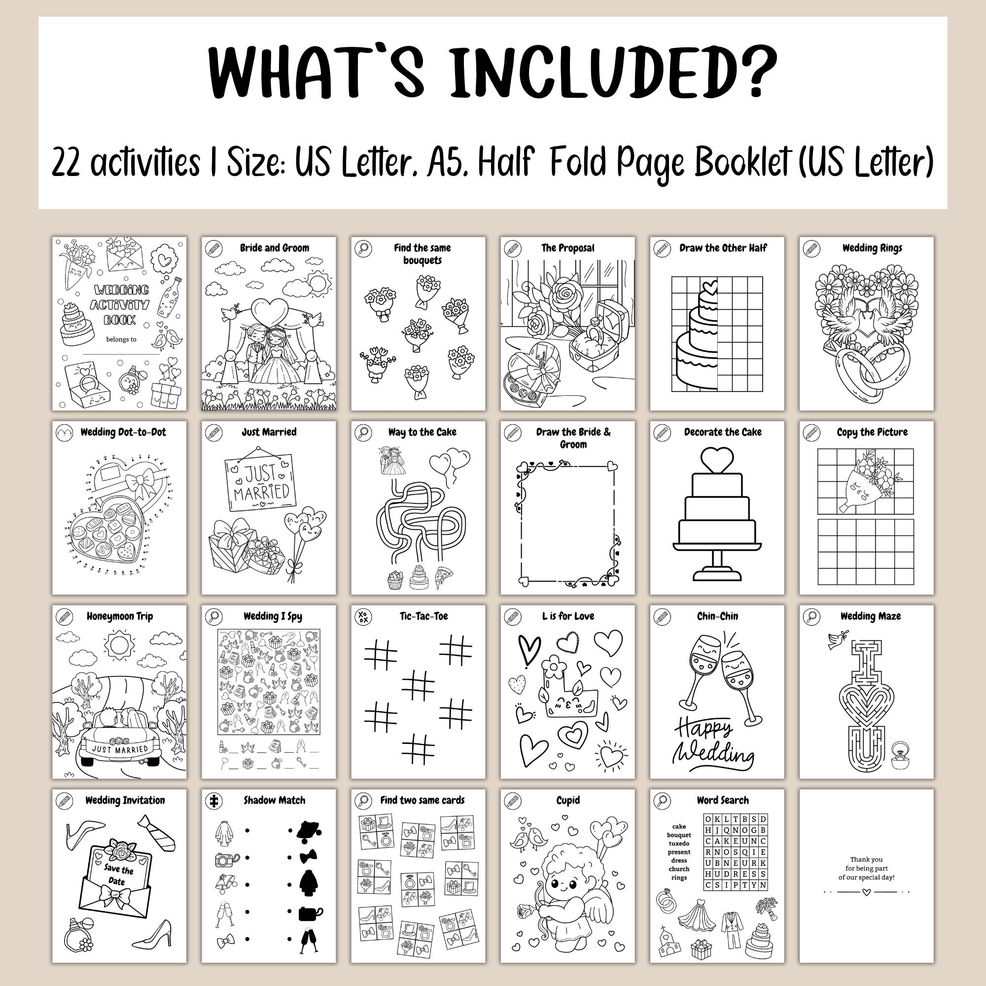 Kids Wedding Activity Book Printable Wedding Coloring Wedding Coloring ...