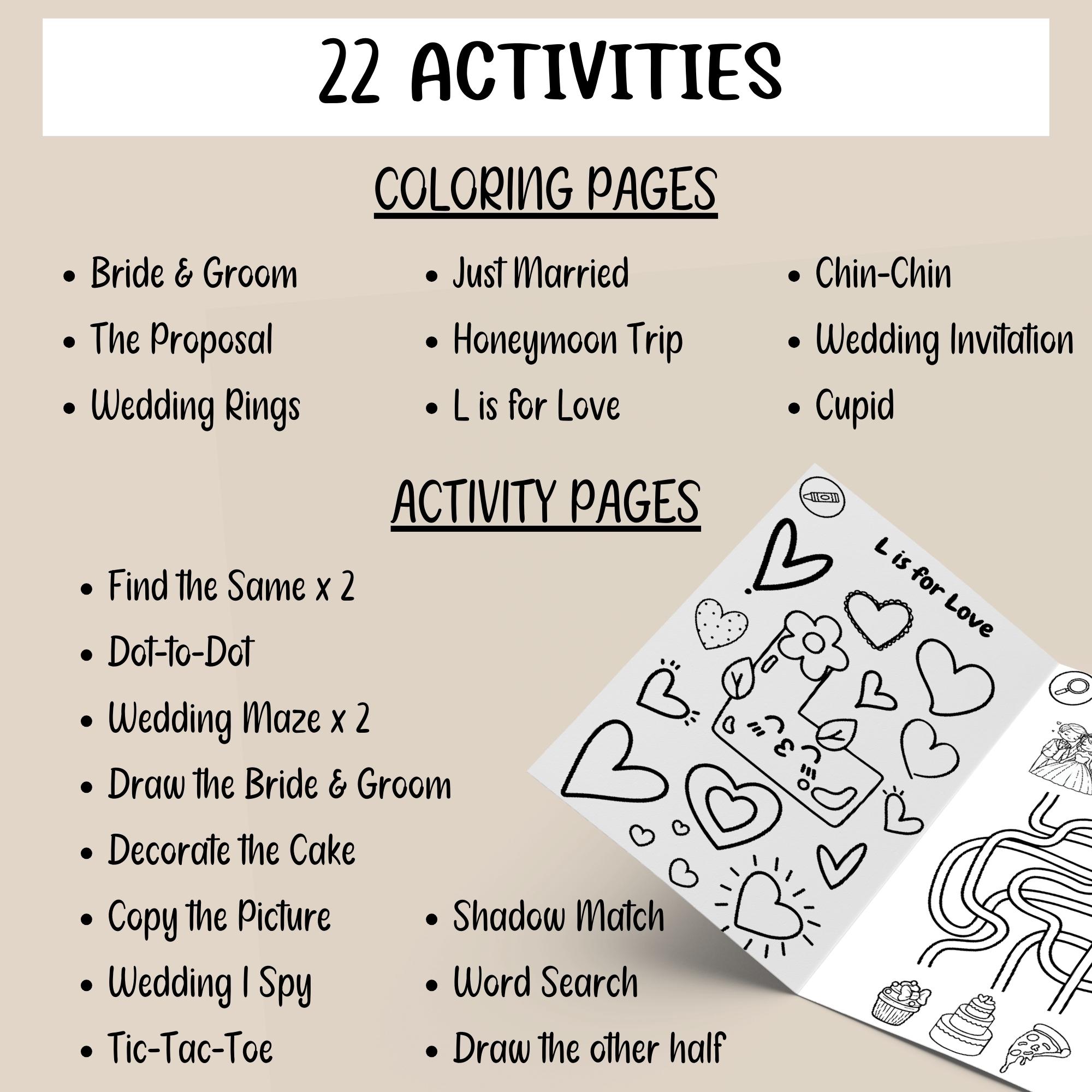Kids Wedding Activity Book Printable Wedding Coloring Wedding Coloring ...