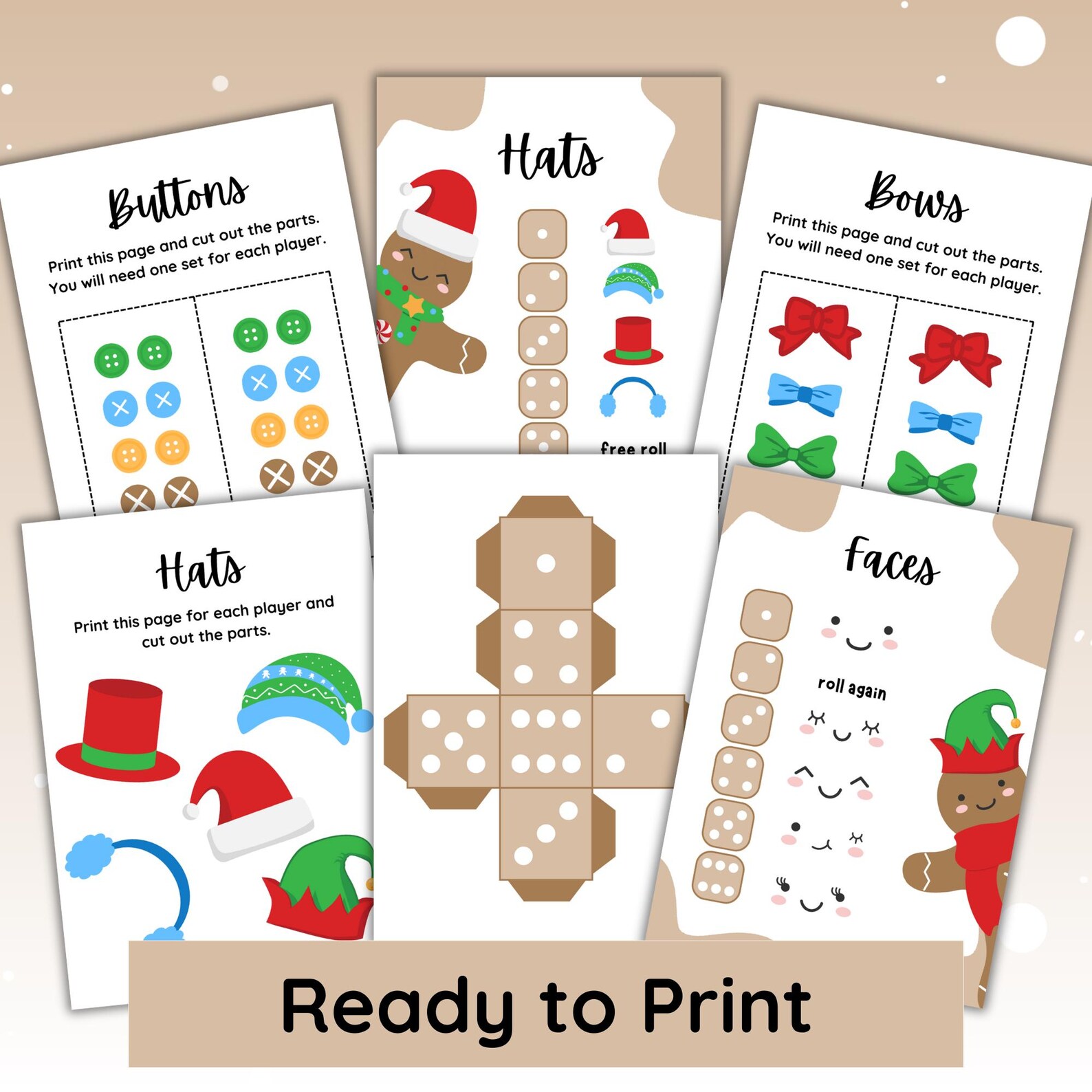 Roll a Gingerbread Man Dice Game Printable for Kids - Fun Christmas ...