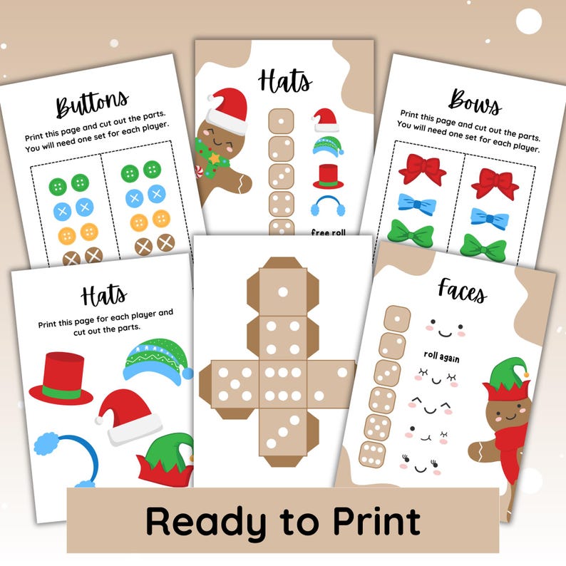 Roll a Gingerbread Man Dice Game Printable for Kids - Fun Christmas ...