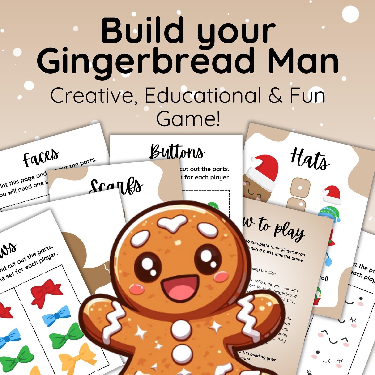 Roll a Gingerbread Man Dice Game Printable for Kids - Fun Christmas ...