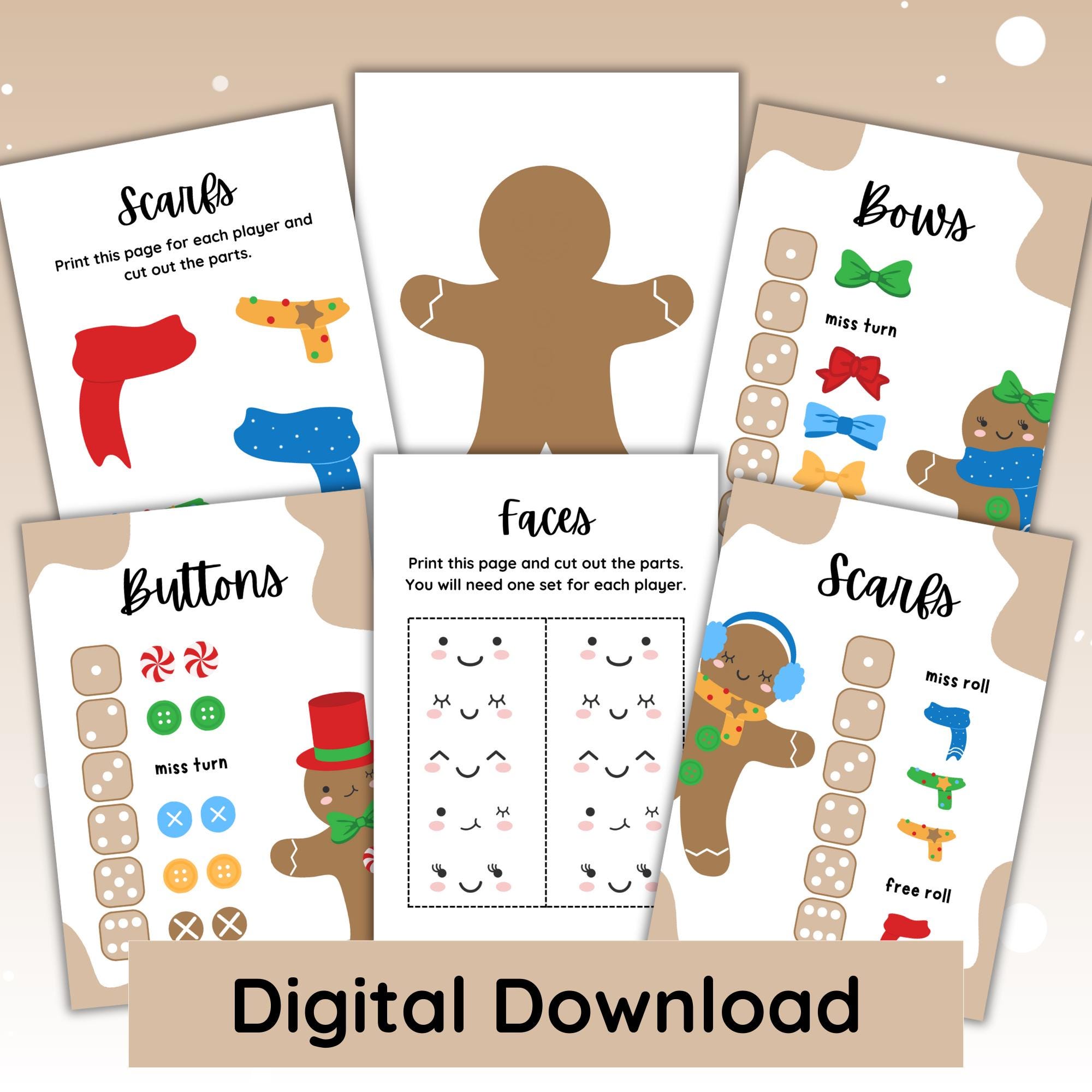 Roll a Gingerbread Man Dice Game Printable for Kids - Fun Christmas ...