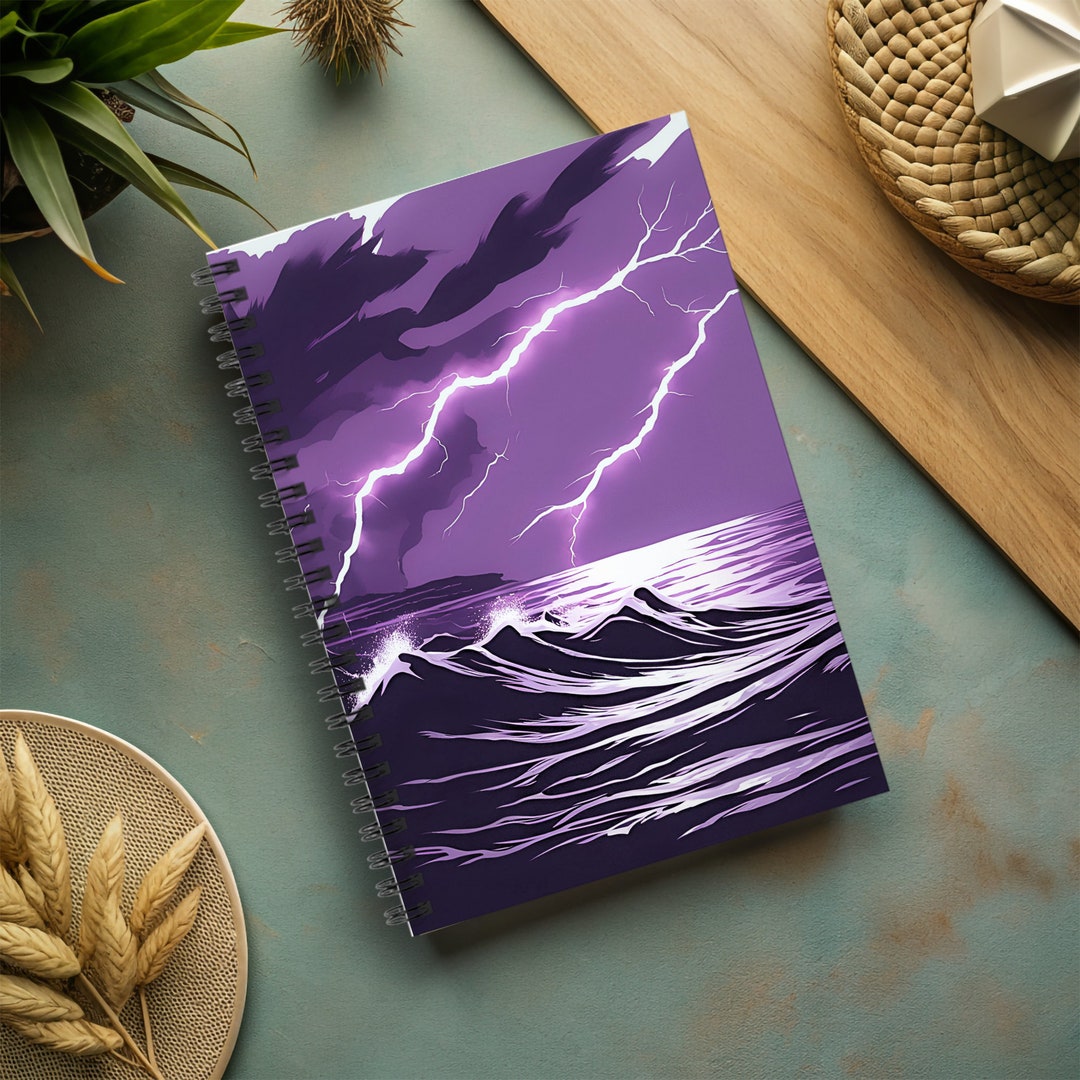 Purple Lightning Notebook Spiral Notebook Ruled Lined 6 X 8 Unique ...