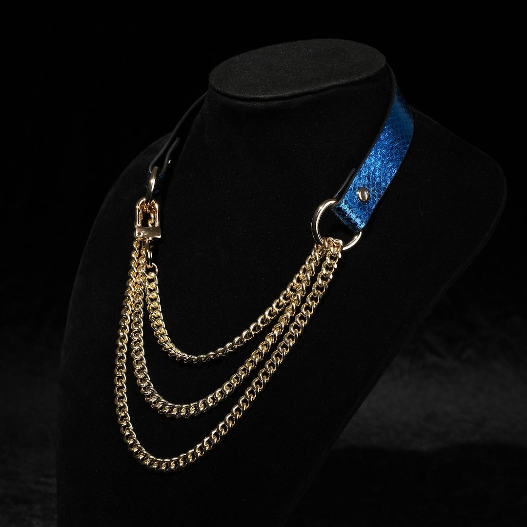 Unique Blue Snake Skin Chain Choker With Custom– Adjustable Breath Play ...