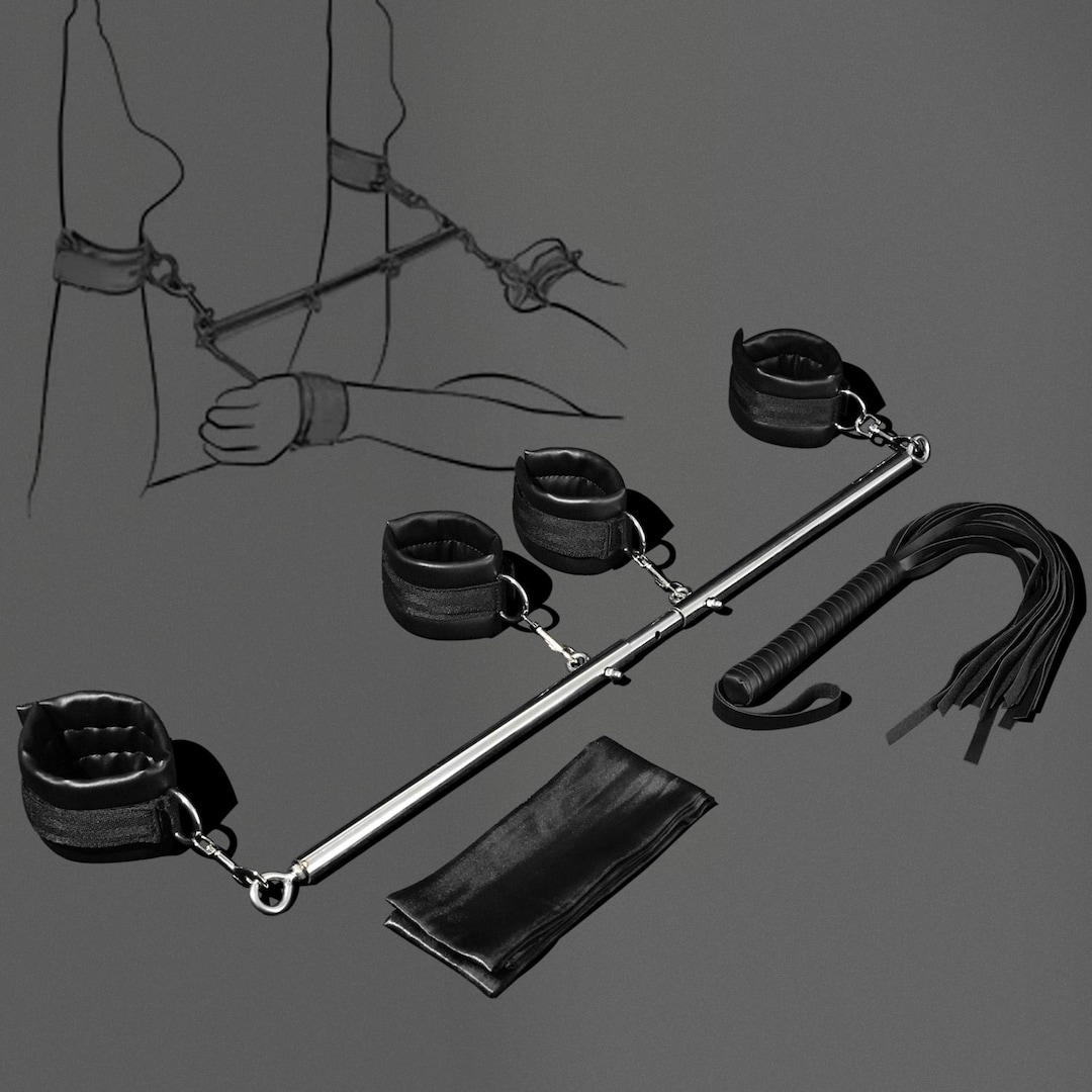 BDSM Bondage Restraint Kit - 4-point Spread Bar, Leather Wrist & Ankle ...
