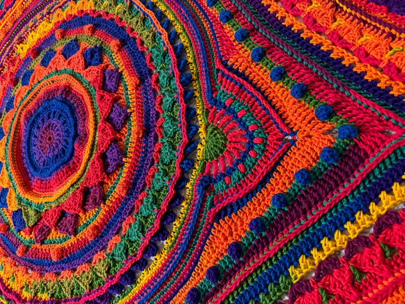 Pride, Rainbow Mandala Blanket, Crochet Mandala, Throw Blanket, Baby ...