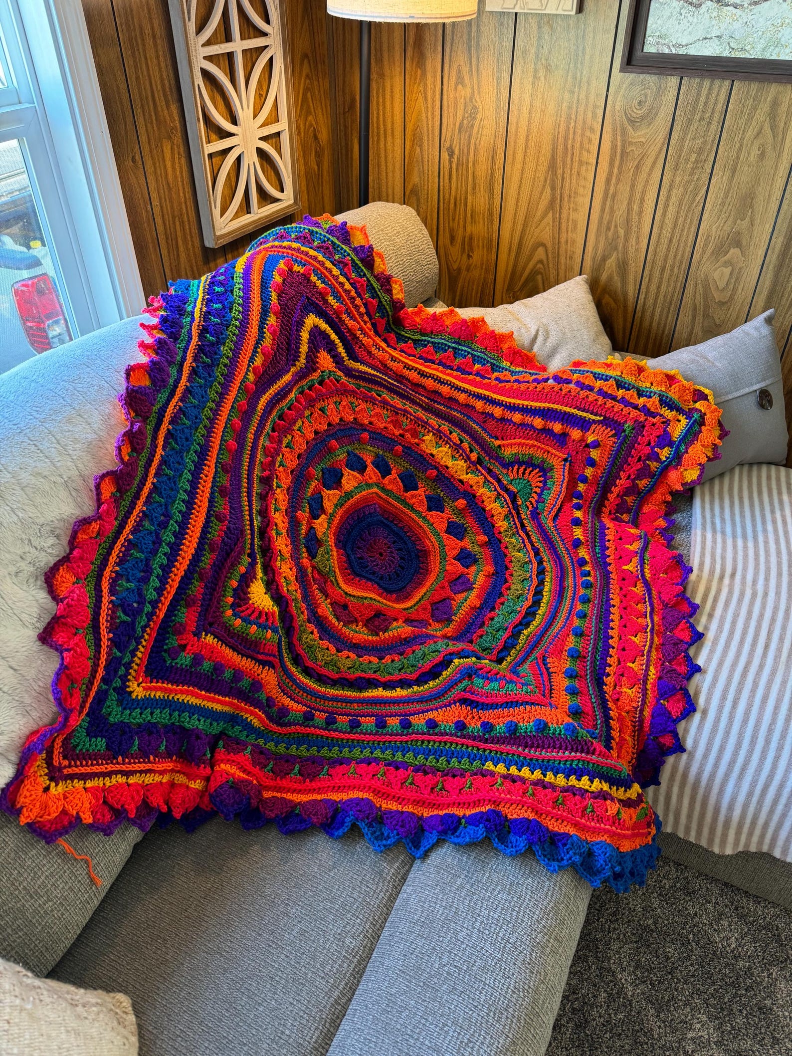 Pride, Rainbow Mandala Blanket, Crochet Mandala, Throw Blanket, Baby ...