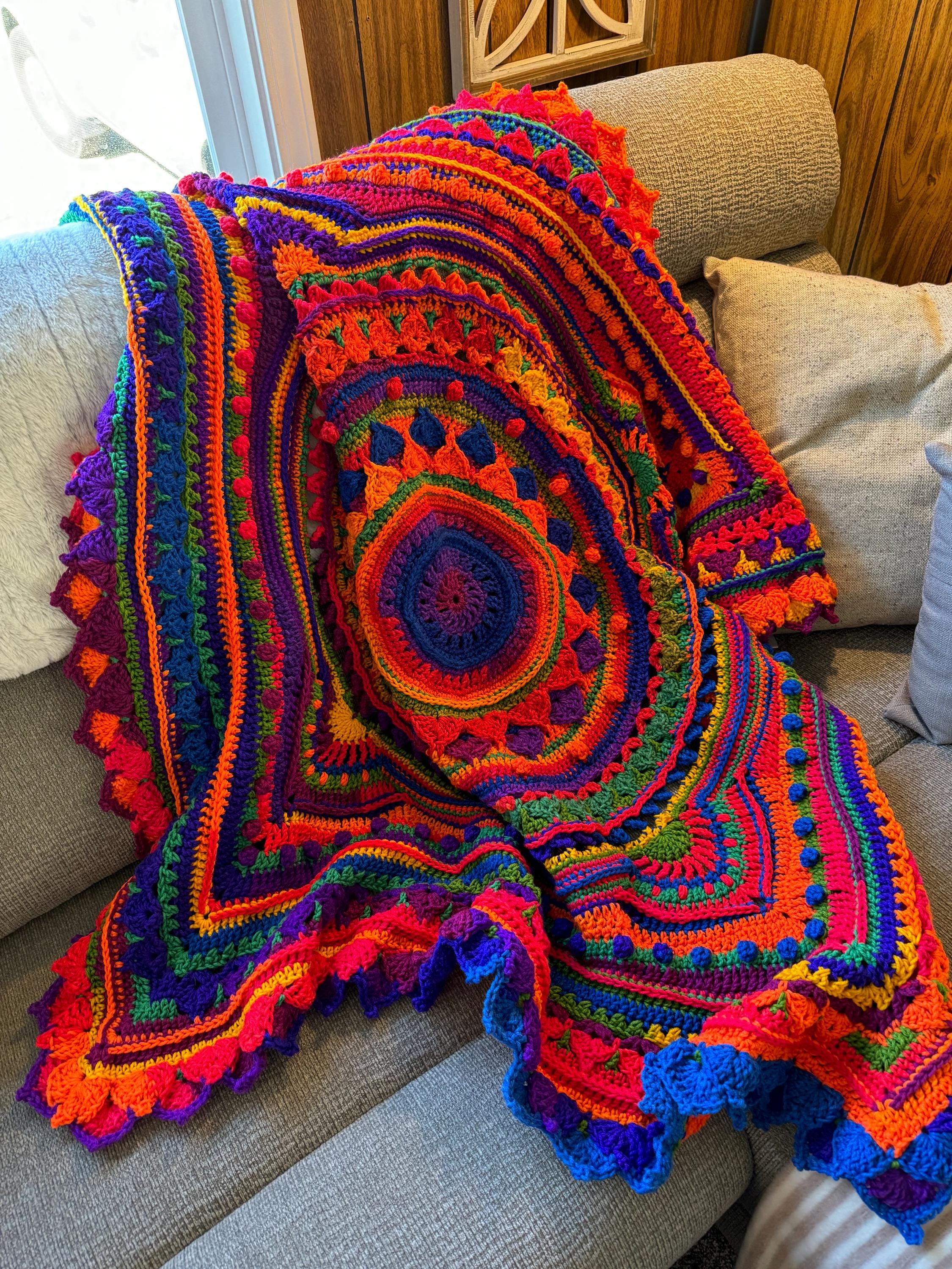 Pride, Rainbow Mandala Blanket, Crochet Mandala, Throw Blanket, Baby ...