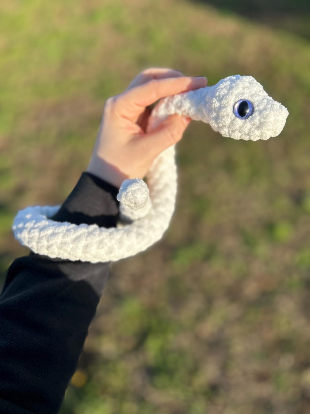 Baby Snake Plushie - Handmade 27inch Long White Stuffed Animal Snake ...