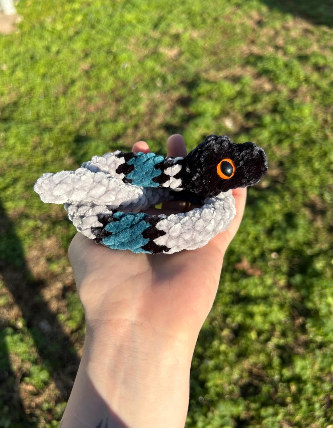 Baby Snake Plushie With Glow in the Dark Eyes Handmade Baby Ball Python ...