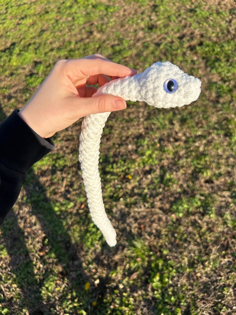 Baby Snake Plushie - Handmade 27inch Long White Stuffed Animal Snake ...