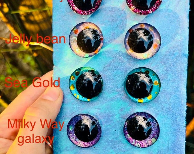 25mm Safety Eyes - Moon Kawaii & Center Pupil - Hand Painted 3D Glitter ...