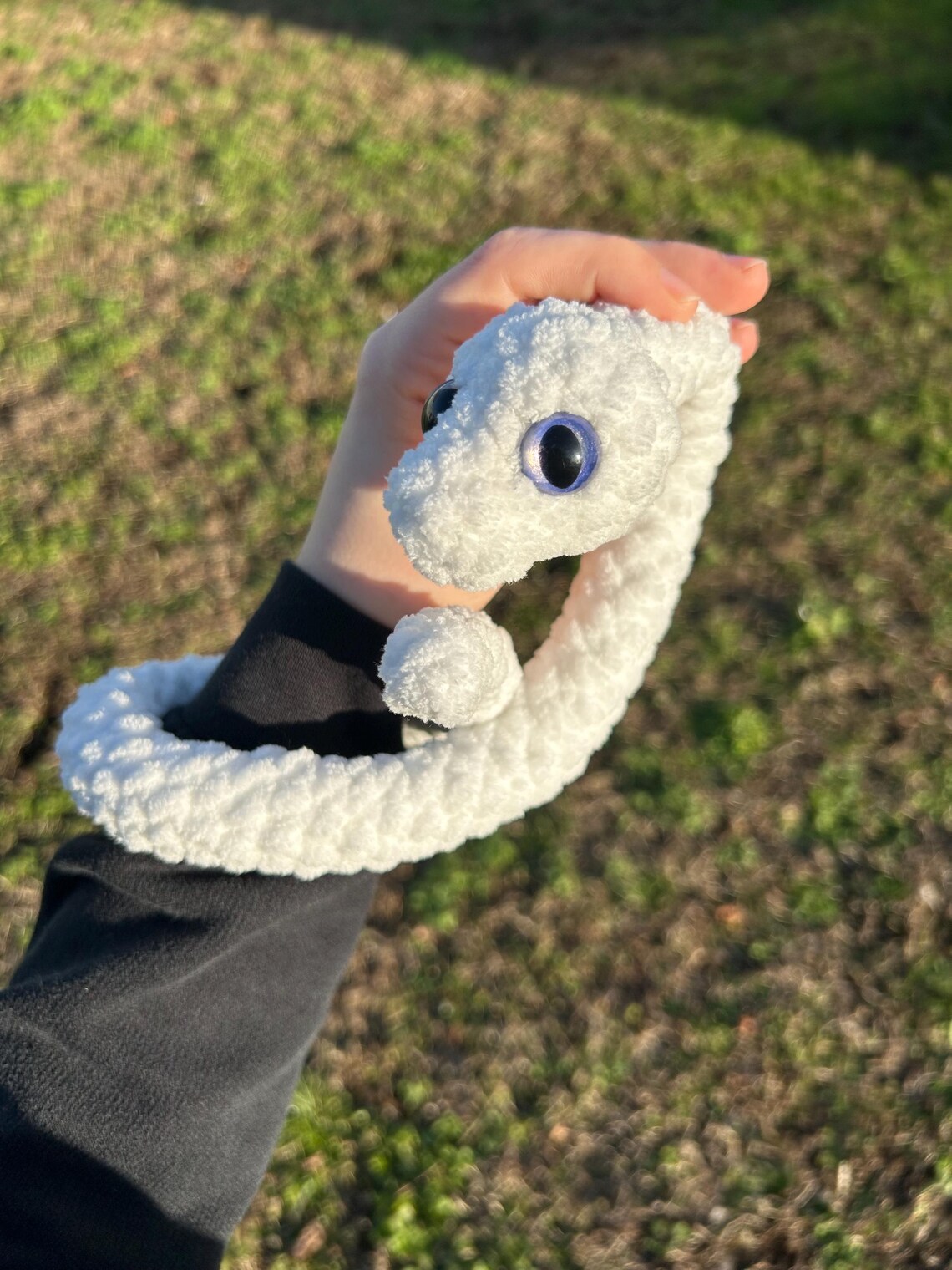Baby Snake Plushie - Handmade 27inch Long White Stuffed Animal Snake ...