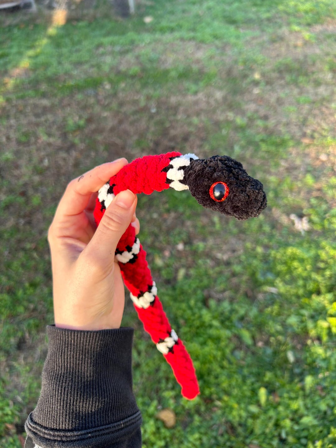 Baby Snake Plushie Toy - Coral Milksnake Crochet Amigurumi Stuffed ...