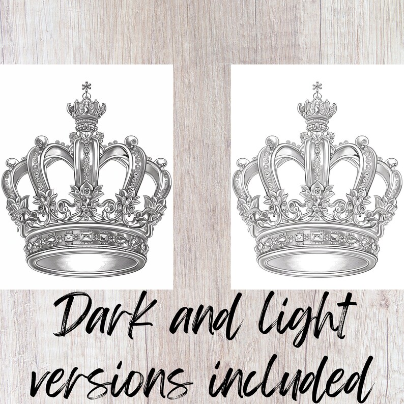 55 Crown Coloring Pages, Printable Coloring Book PDF, Gem Coloring ...