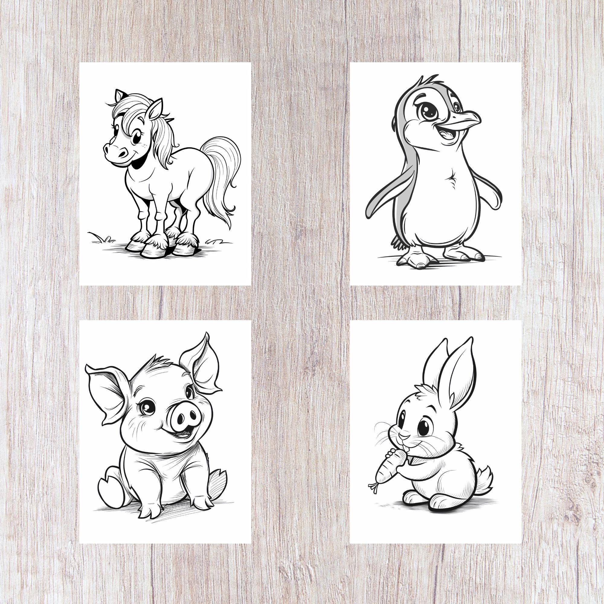 35 Cute Animal Coloring Pages, Printable Coloring Book PDF, Preschool ...