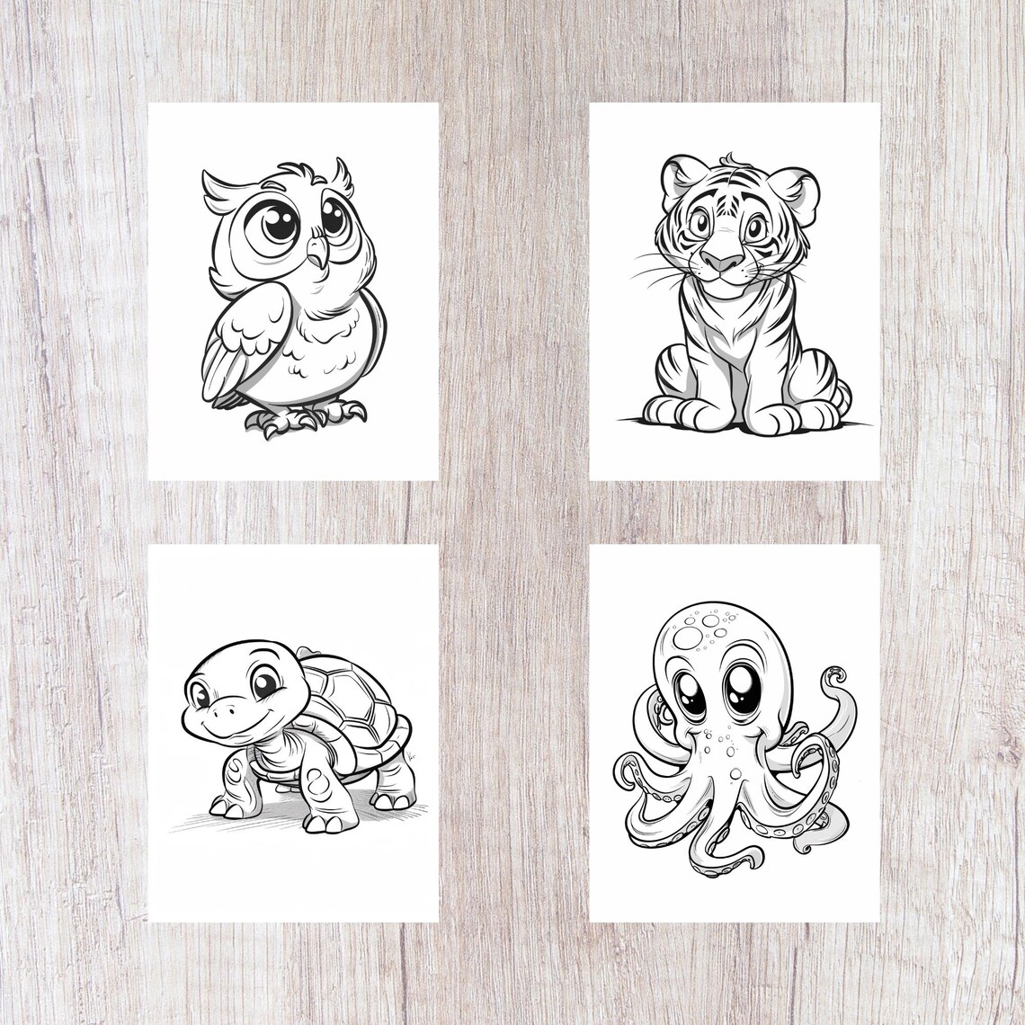 35 Cute Animal Coloring Pages, Printable Coloring Book PDF, Preschool ...