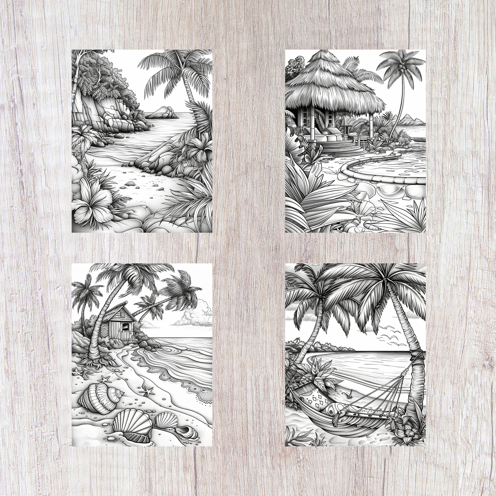 25 Tropical Paradise Coloring Pages, Printable Coloring Book PDF ...