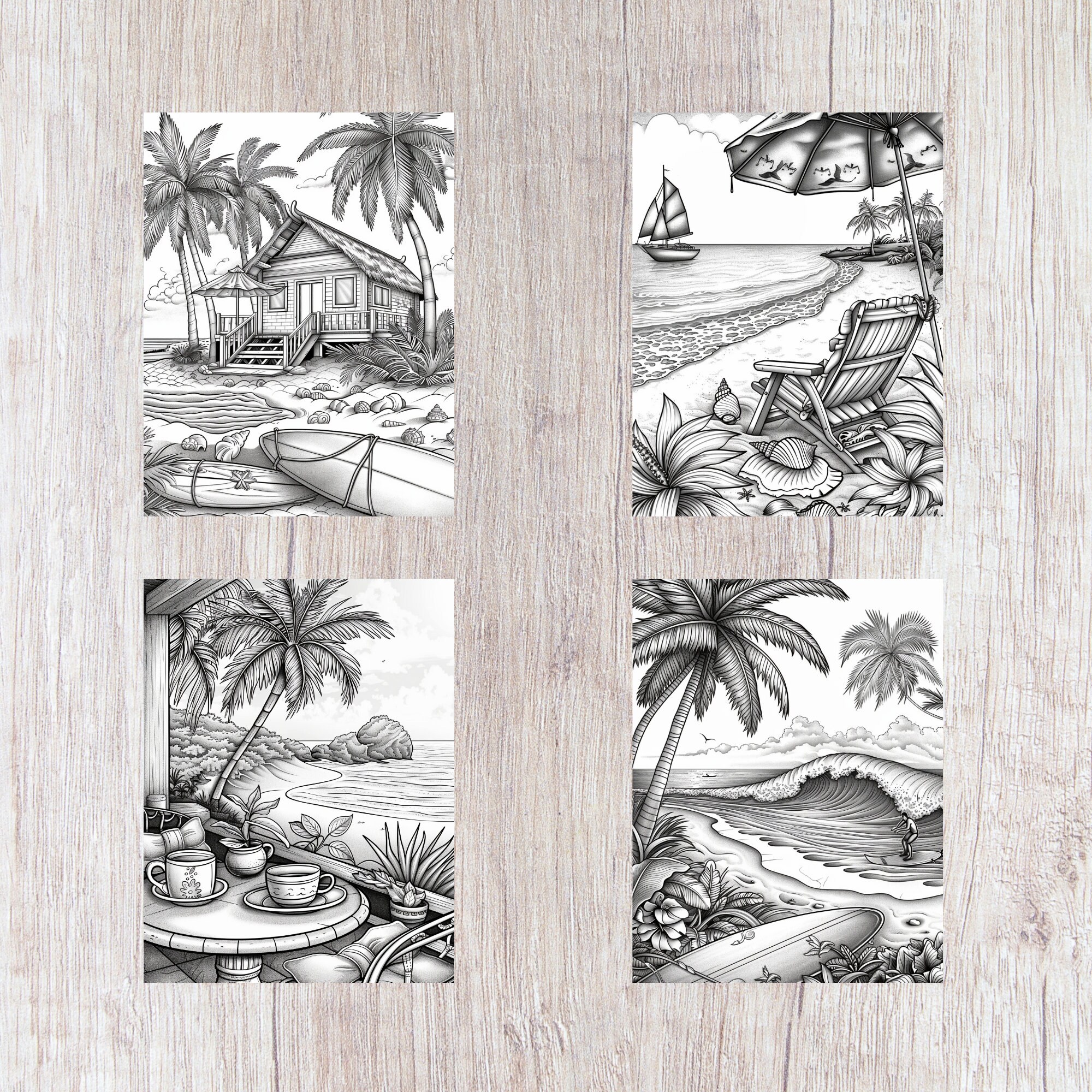 25 Tropical Paradise Coloring Pages, Printable Coloring Book PDF ...