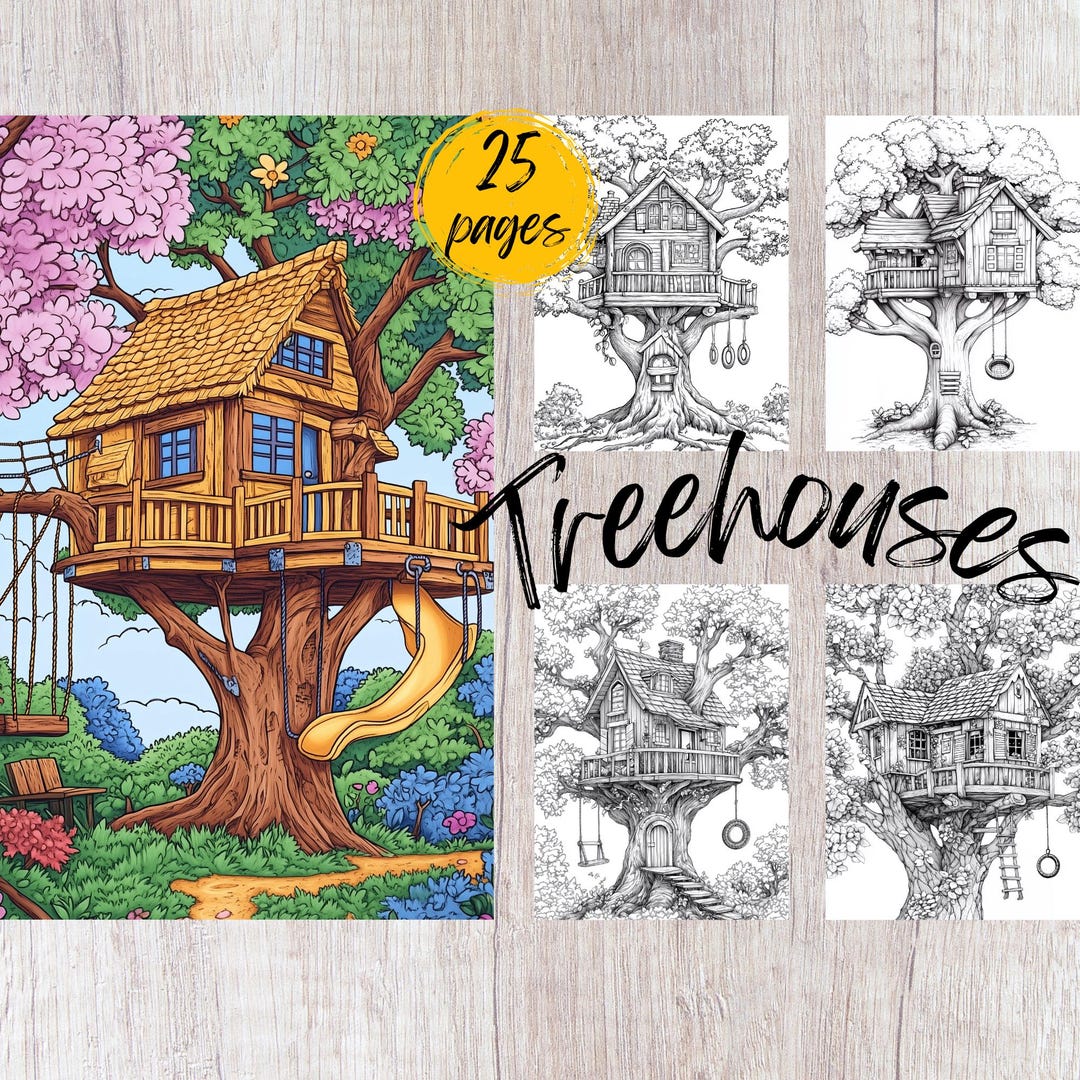 25 Treehouse Coloring Pages, Printable Coloring Book PDF, Home Coloring ...