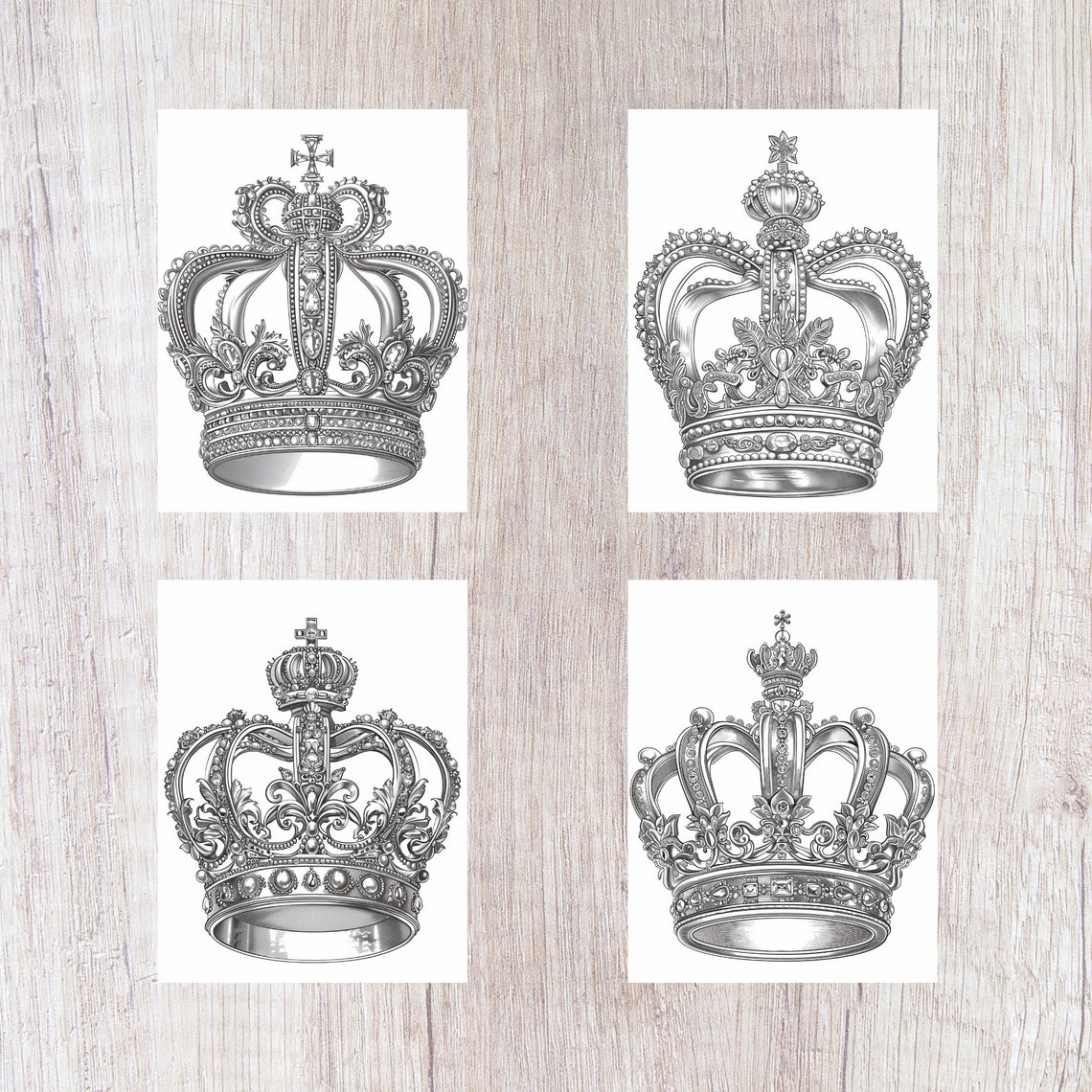 55 Crown Coloring Pages, Printable Coloring Book PDF, Gem Coloring ...
