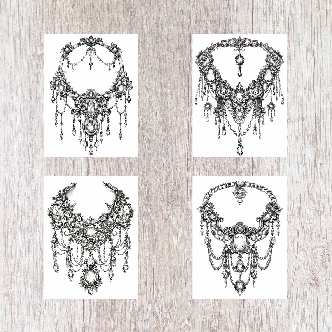 40 Necklace Coloring Pages, Printable PDF, Jewellery Coloring Book, Gem ...