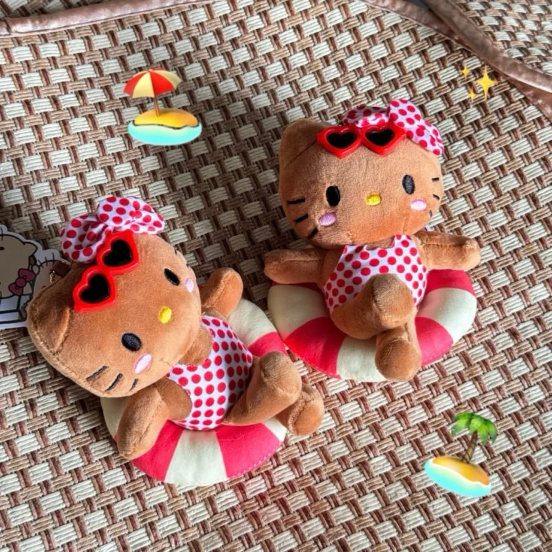 Summer Swim Float Ring Hello Kitty Plush Doll Keychain Hawaiian Hello ...