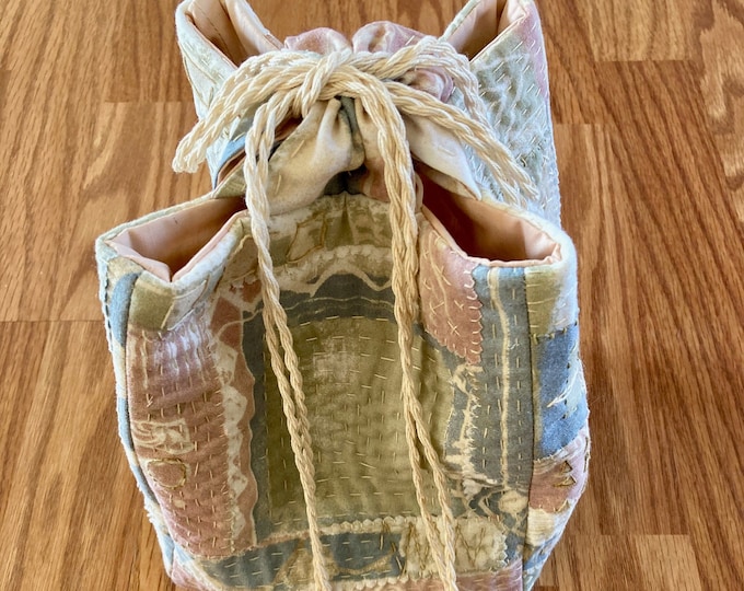 Japanese Rice Bag, Komebukuro Bag, Boro, Sashiko Handbag, Drawstring ...