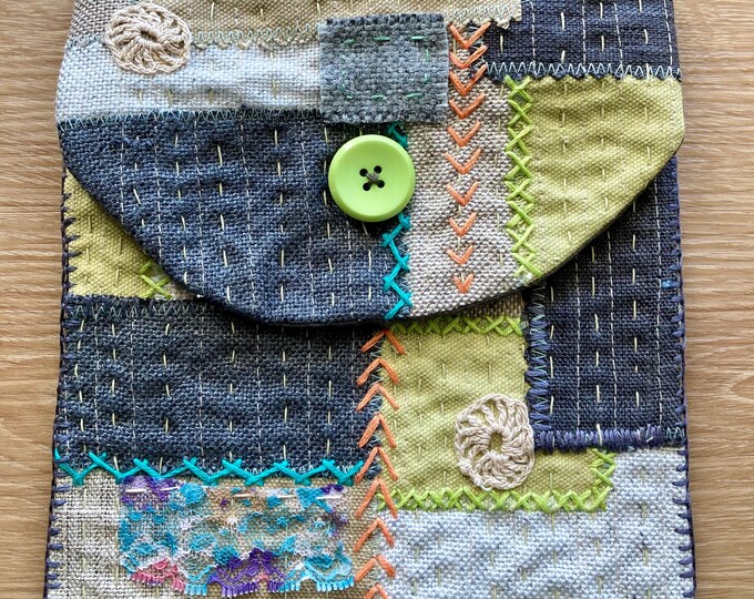Colorful Hand Stitched Boro Sashiko Patchwork Quilted Cosmetic Bag ...