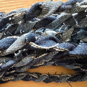 Handmade Denim Fabric Cord: Upcycled Blue Jean Twine, 1/2" Wide - Etsy