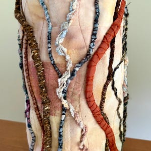 Botanical Fabric Vessel: Hand-stitched Fiber / Textile Art Vase, Earth ...