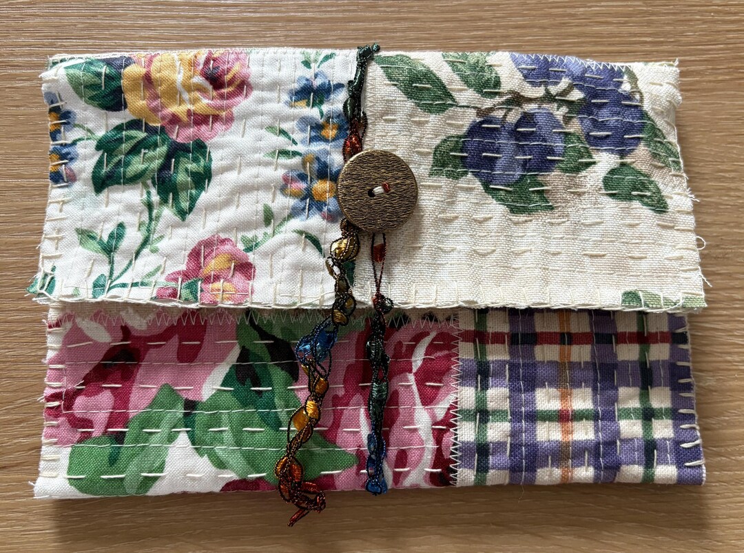 Colorful Hand Stitched Boro Sashiko Patchwork Quilted Cosmetic Bag ...