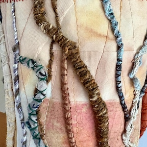 Botanical Fabric Vessel, Textile Art, Fiber Art Vase / Vessel, Hand ...
